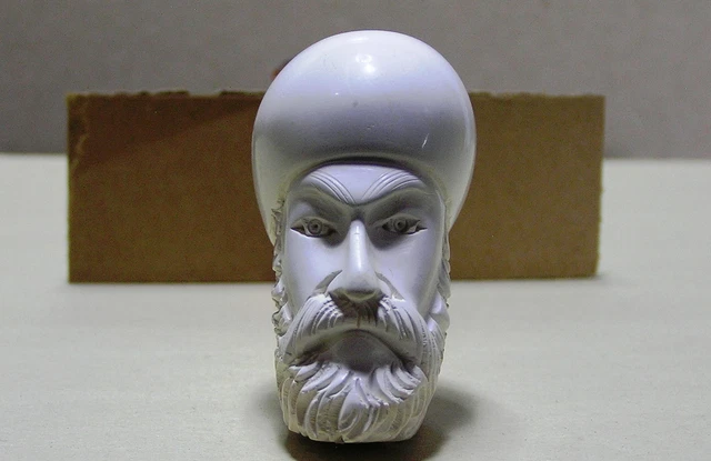 MEERSCHAUM CARVED PIPE Sultan with Beard & Turban Turkish,New Not ...
