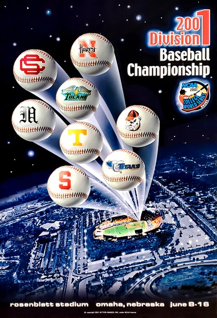 NCAA BASEBALL COLLEGE WORLD SERIES 2001 Omaha Official Event 24x36 Wall ...