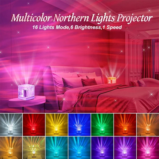 RGB CUBE NORTHERN Lights Aurora Projector Lamp Ocean Wave Night Light ...