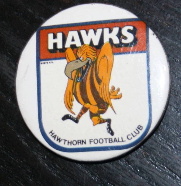 AFL VFL HAWTHORN Football Club Hawks Badge 1976 Vintage $9.99 - PicClick AU