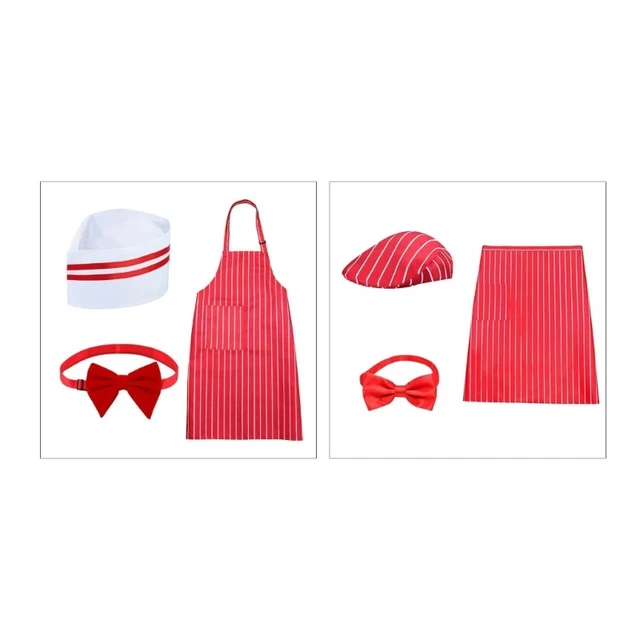 1950S WAITER COSTUME Sodas Jerk Costume Stripe Apron,Caps Bowtie ...