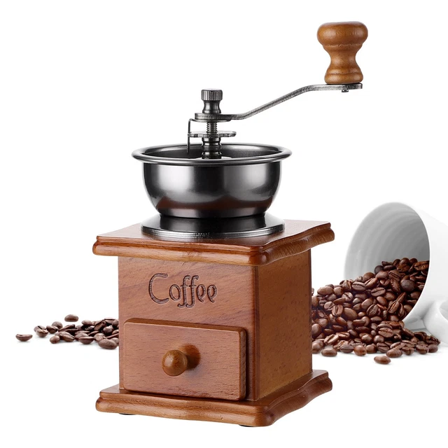 MANUELL KAFFEEMÜHLE HOLZ Nostalgie Hand Mühle Antik Kaffeemühlen Retro Mahlwerk EUR 15,99 ...