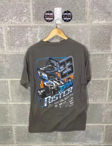 Y2K JUSTIN FOSTER Sprint Car Dirt Track Racing Vintage Style Graphic T ...