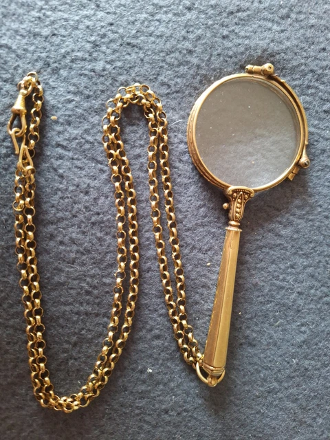 ANTIKE LORGNETTE MIT Kette 585 Gold Lorgnon Stielbrille Binokel ...