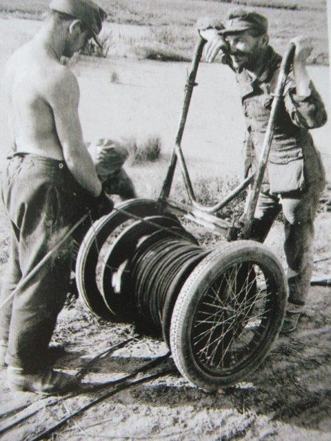 WW2 GERMAN FIELD Telephone Cable Drum Transport Trolley Stretcher. Typ ...
