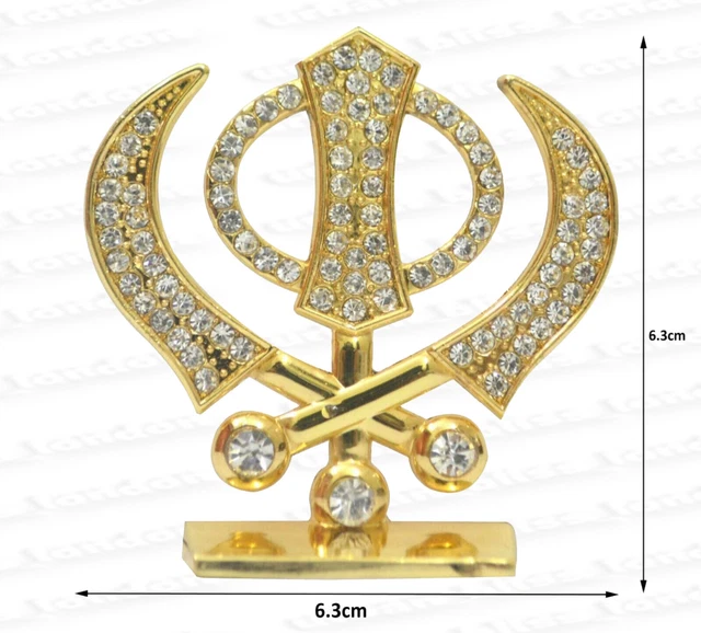 SIKH RELIGIOUS SYMBOL Khanda Sahib Idol Car Dashboard Statue For Pooja ...