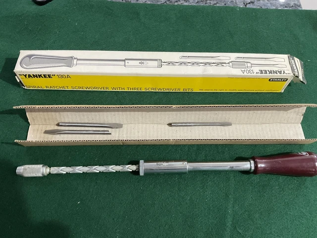 VINTAGE STANLEY YANKEE 130A SPIRAL RATCHET SCREWDRIVER Complete With 3 ...