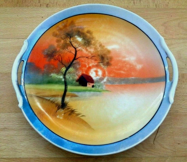 C1908 ANTIQUE MARUKI SYMBOL NORITAKE ART NOUVEAU JAPANESE HANDLED PLATE ...