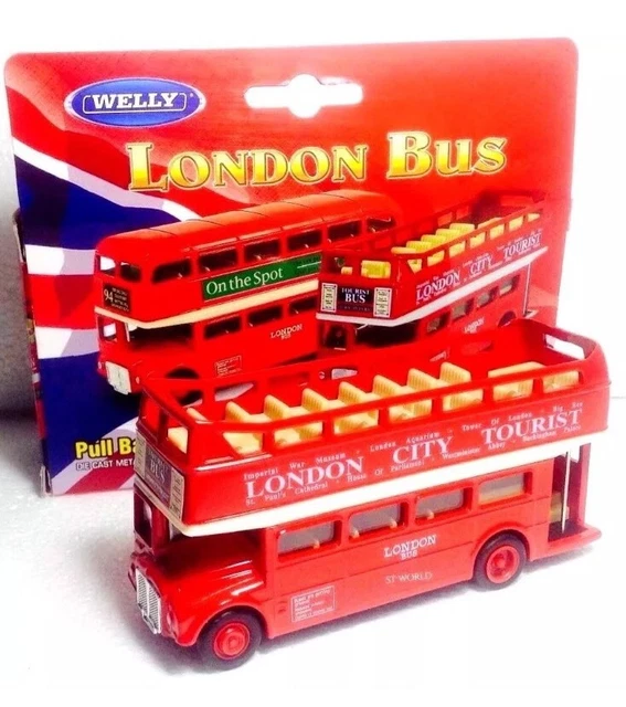 LONDON OPEN TOP Tourist Double Decker Bus Pull Back & Go Action Toy ...