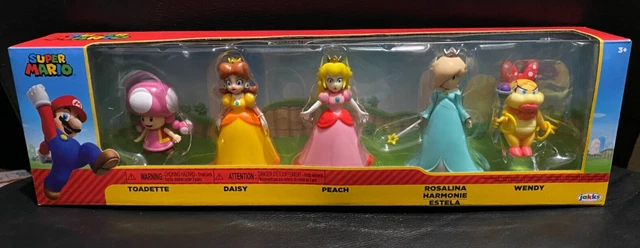 SUPER MARIO 5 Pack Set Rosalina Princess Peach Toadette 2.5" Figure ...