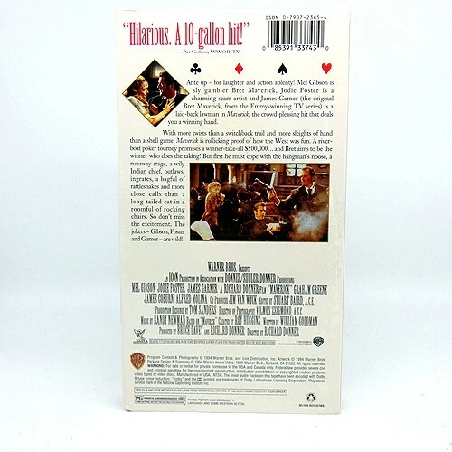 MAVERICK~(VHS, 1994)~NEW FACTORY SEALED~Mel Gibson Warner home video ...