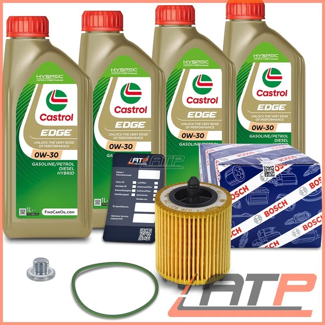BOSCH OIL FILTER + 4 L Castrol Edge Fst 0W-30 For Vauxhall Opel Astra ...