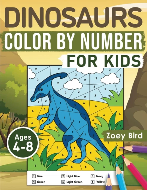 DINOSAURS COLOR BY Number for Kids: Coloring Activity for Ages 4 £8.91 ...