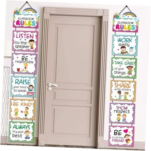 CLASSROOM RULES POSTERS Back to School Classroom Bulletin Board White £ ...