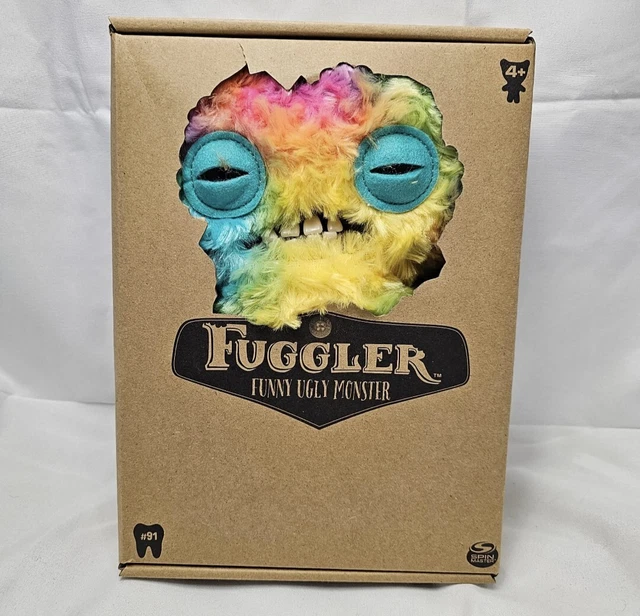 FUGGLER FUNNY UGLY Monster Rare Rainbow Fur Squidge Soft Plush Spin ...