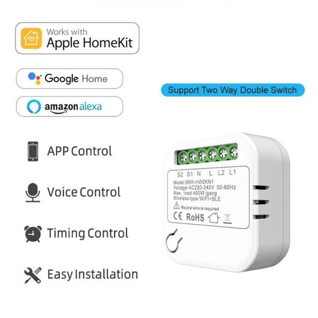 SMART SWITCH MODUL Voice Control 2-way Double Switch Smart Wifi Switch ...