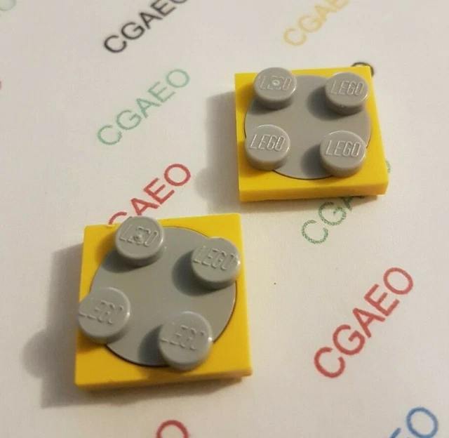 2X LEGO 3680C02 Turntable 2X2 Plate with LIGHTBLUISHGRAY Top (3680/3679 ...