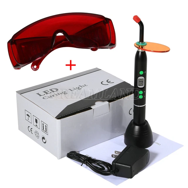 DENTAL 10W WIRELESS Cordless LED Curing Light Lamp 1800mw Black/ Red ...