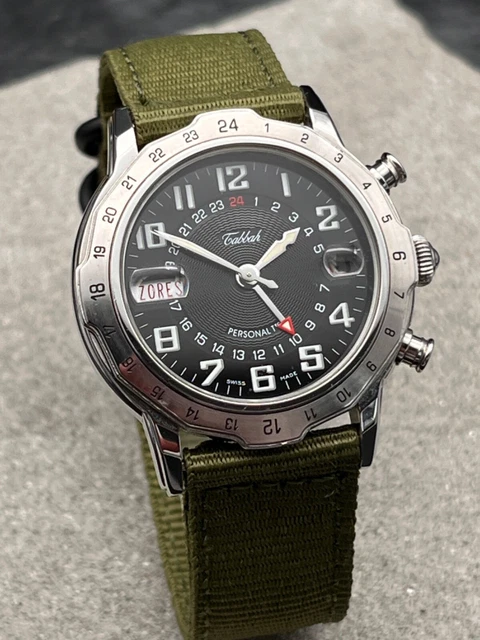 LUXUS TABBAH PERSONAL Ts World Time Gmt Datumsanzeige Herrenuhr Eta ...