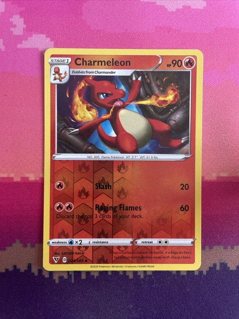 CARTE POKÉMON CHARMELEON tension vive inverse holo rare 024/185 presque ...