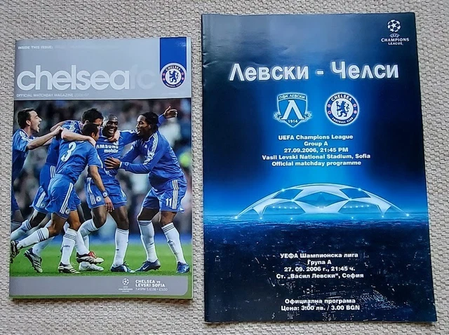 2 CHELSEA V Levski Sofia Champions League Home, Away Programmes Played ...