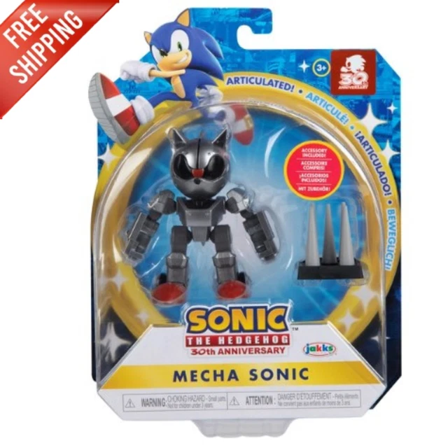 SONIC THE HEDGEHOG Classic Mecha Sonic Figure With Goal Post 10cm Brand ...
