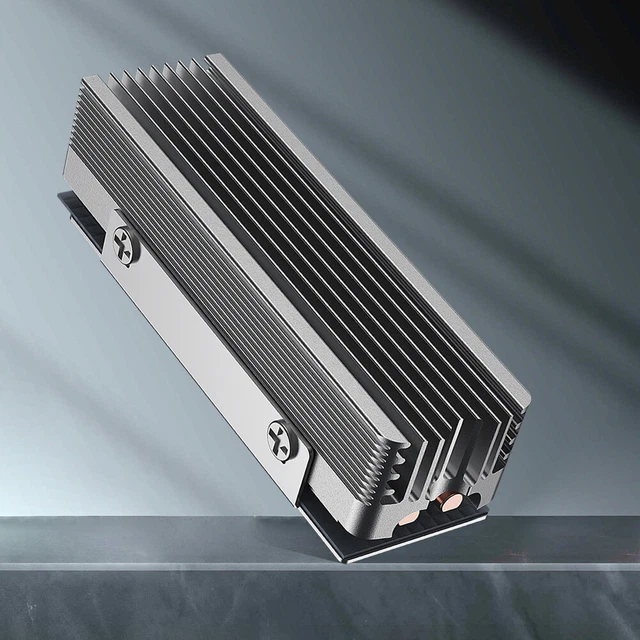 M.2 SSD HEATSINK 2 Copper Heat Pipes Cooler for M.2 NVMe 2280 SSD (Grey ...