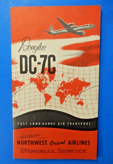 RARE 1957 DOUGLAS DC-7C Brochure CUTAWAY Aircraft, Northwest Orient ...