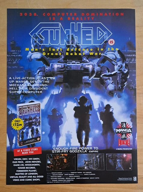 GUNHED VHS RELEASE Manga Live Vintage Magazine Advert Retro 90'S £13.20 ...