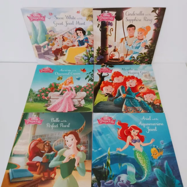 DISNEY PRINCESS BOOKS x 6 Merida Belle Ariel Snow White Cinderella ...