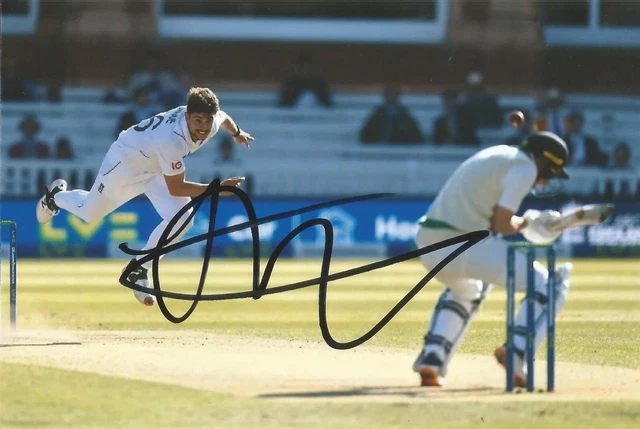 ENGLAND CRICKET: JOSH TONGUE SIGNED 6x4 TEST ACTION PHOTO+COA **THE ...