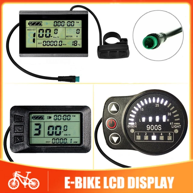 LCD DISPLAY SPEEDMETER Control Panel 24V 36V 48V E-Bike Electric ...