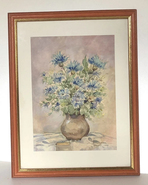ROGER DUMAX. BLEUETS 1988. Aquarelle signée et encadrée EUR 50,00 - PicClick FR
