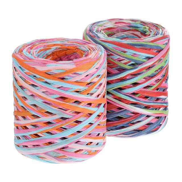 2 ROLLS ASSORTED Color Paper Raffia Twine Rope for Gift Packing and ...