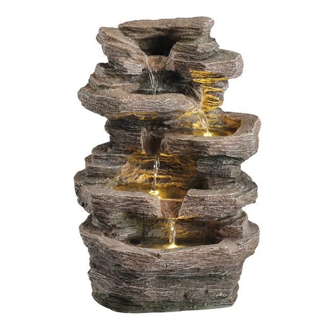 Gartenbrunnen Wasserfall Beleuchtet