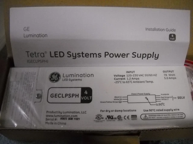 GE LUMINATION TETRA LED Systems GECLPSPH 4 Volt Power Supply FREE ...