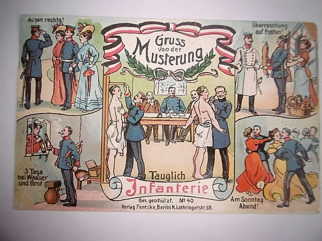 ALTE POSTKARTE &GRUSS von der Musterung", um 1920 EUR 7,90 - PicClick DE