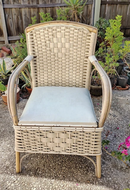 VINTAGE WICKER AND Cane Commode Armchair circa 1940's $80.00 - PicClick AU