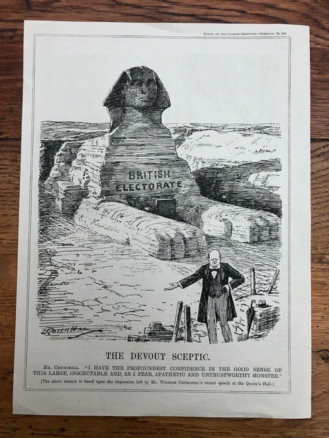 ESTAMPADO DE DIBUJOS animados 1929 ""El escéptico devoto"" Churchill ...