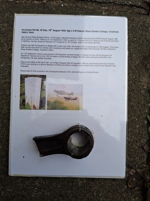 WW2 BATTLE OF Britain Relic Display Board, Hawker Hurricane R4106, 32 ...