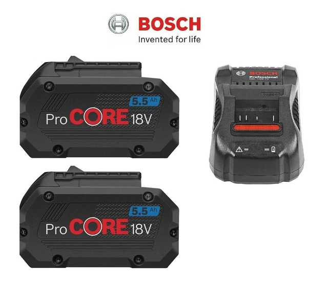BOSCH PRO CORE (18V-Li, 5.5Ah) Batteries (2No) + Charger SET £319.95 ...