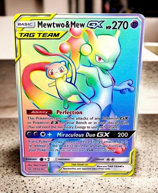 MEWTWO & MEW GX Rainbow Gold Metal Card Collectible Gift/Display $9.25 ...