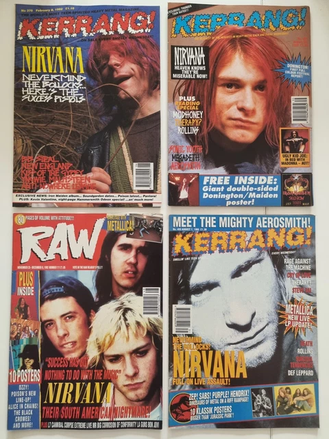 NIRVANA MAGAZINES X 4 Kerrang! #378/#407/#455 + Raw #111 All With Their ...
