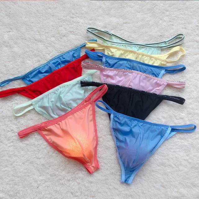 MEN GRADIENT MICRO Thong Underwear See Through Mesh Cut G Strings ...