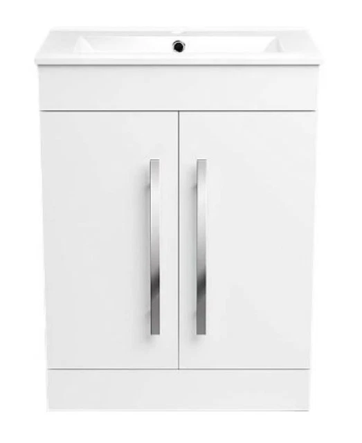 BATHROOM CABINET VANITY Unit Sink Basin Storage Ceramic White 600 mm ...