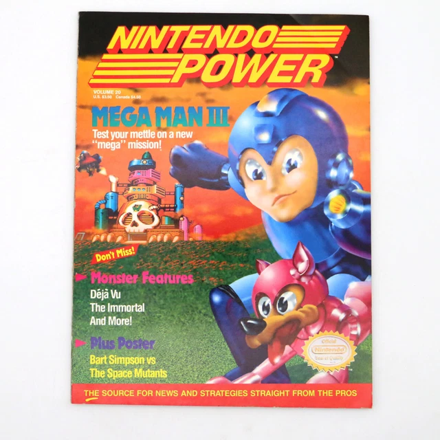 NINTENDO POWER VOL #20 Mega Man III Bart Simpson Poster Attached Great ...