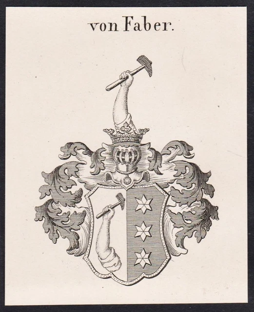 FABER ARMOIRIES COAT Of Arms Héraldique Heraldry Genealogie Gravure sur ...