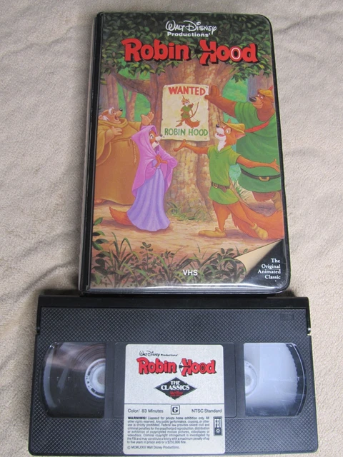 Walt Disney Classic Robin Hood Vhs Black Padded Clamshell Diamond Red 8867