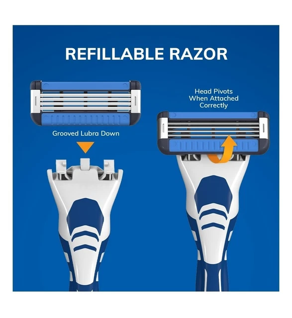 LOT OF 2, BIC Easy Rinse 4-Blade Refillable Men's Razor( 3 Cartridges ...