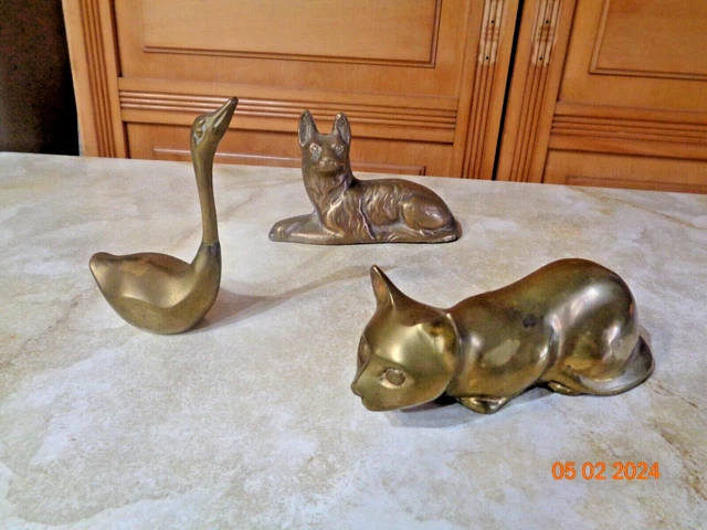 TROIS SCULPTURES ANIMALIERES Bronze Et Laiton EUR 85,00 - PicClick FR